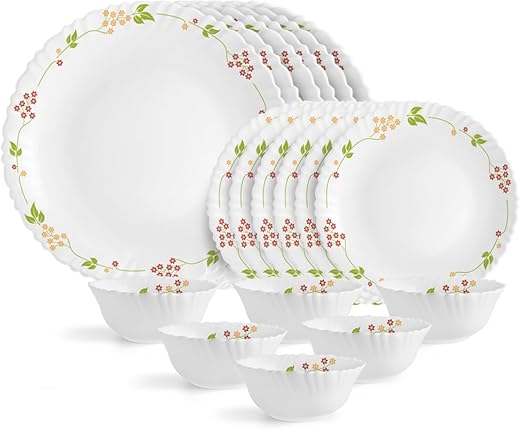 Cello Opalware Dazzle Series Secret Garden Dinner Set, 18 Units - DiscountDunia